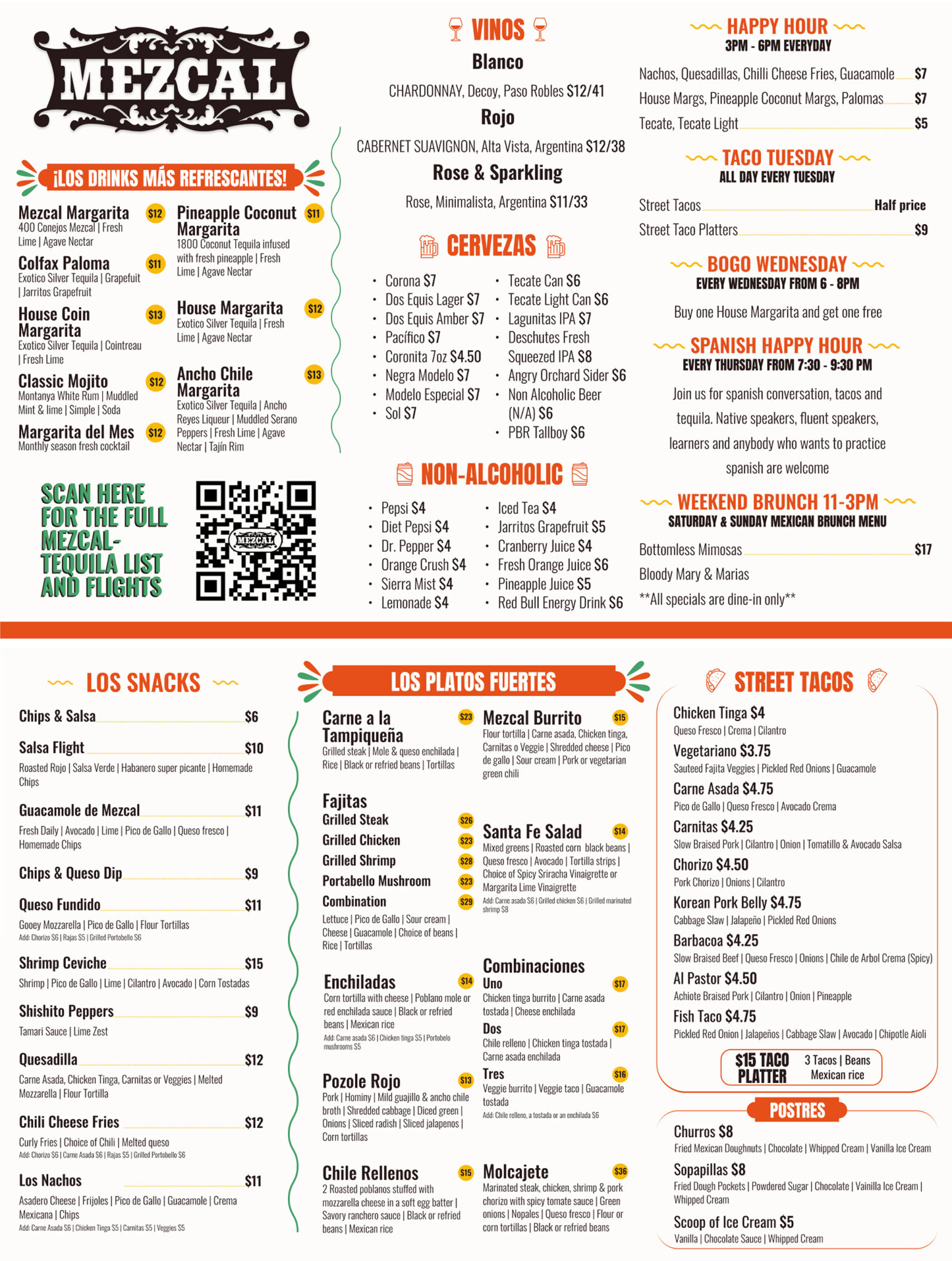 Food Menu – Mezcal