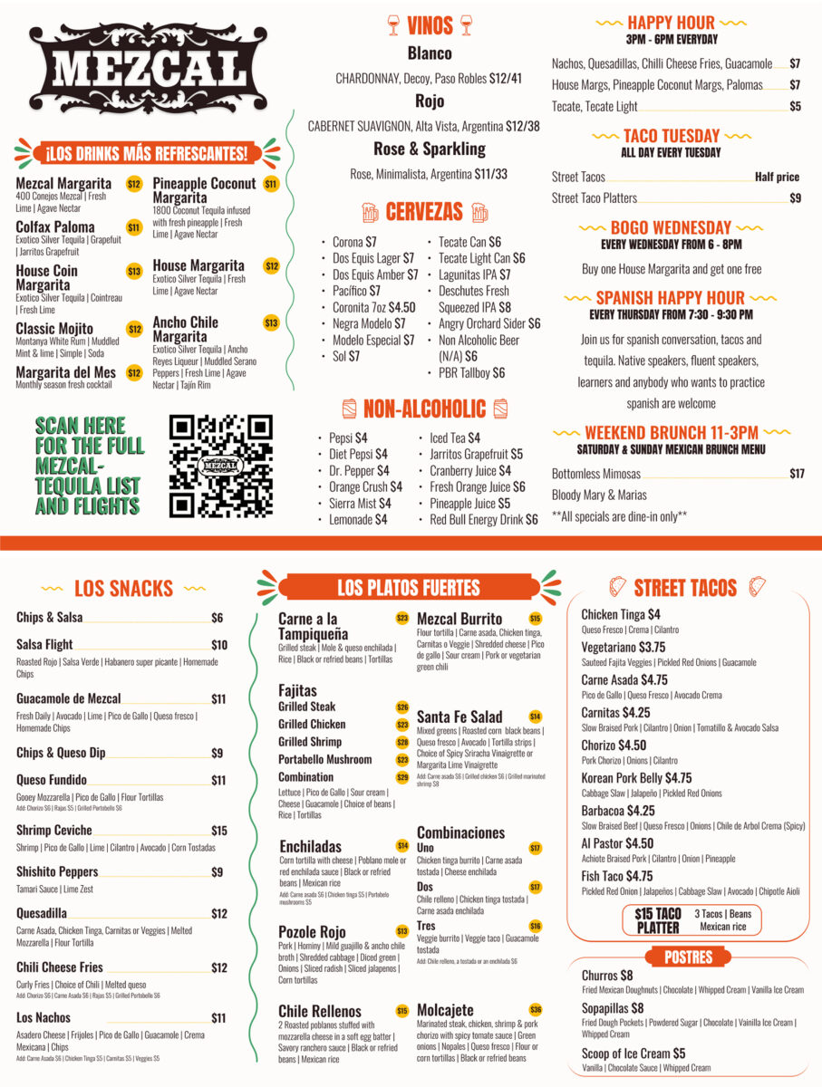 Food Menu – Mezcal